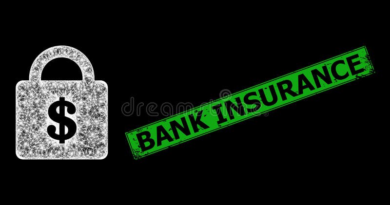 Distress Bank Insurance Badge and Network Bank Lock Web Mesh with ...