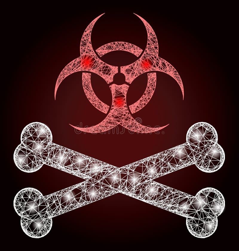Glowing Net Mesh Biohazard Bones with Light Spots Stock Vector ...