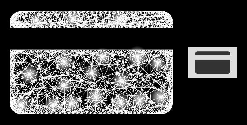 Glowing Net Mesh Credit Card Icon with Light Spots and White Mesh Stock ...