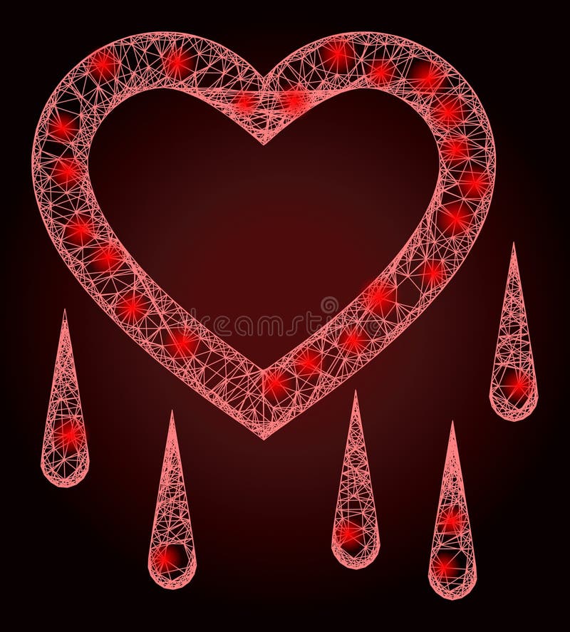Flare Network Mesh Crying Heart with Lightspots Stock Vector ...