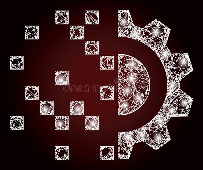 Bright Net Mesh Digital Gear Generation with Lightspots Stock Vector ...