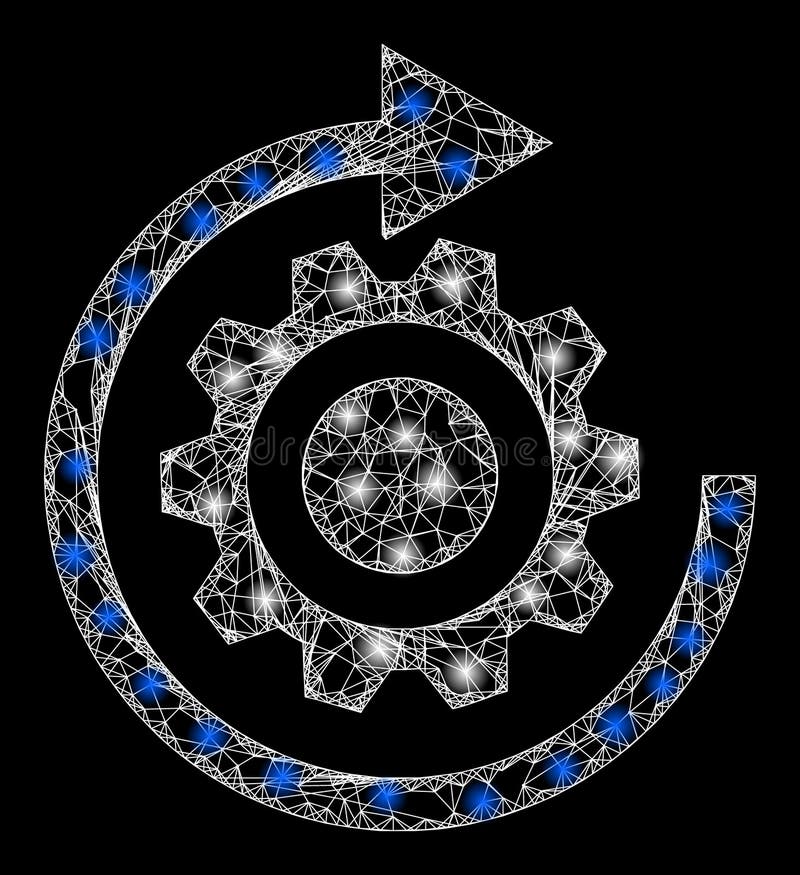 Shiny Hatched Mesh Gear Rotation with Light Spots Stock Vector ...