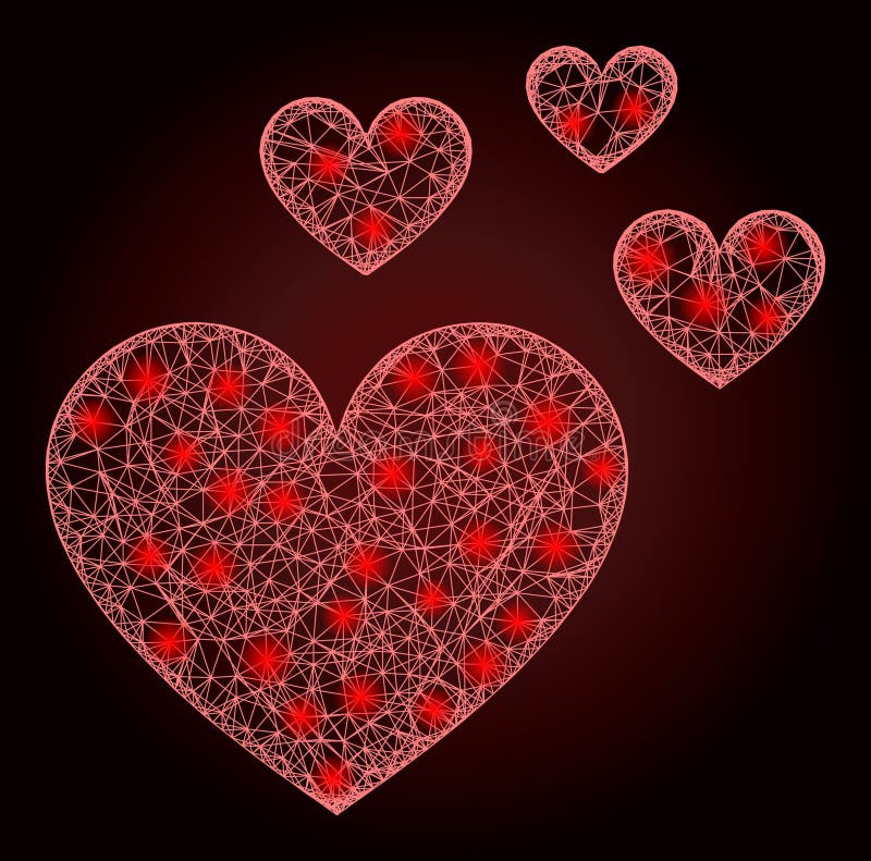 Glossy Net Mesh Love Hearts with Light Spots Stock Vector ...