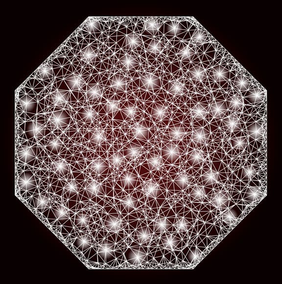 Glowing Net Mesh Octagon with Glare Spots Stock Vector - Illustration ...