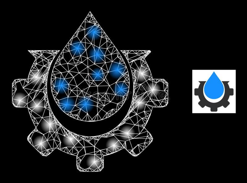 Bright Hatched Water Production Mesh Icon with Lightspots Stock Vector ...