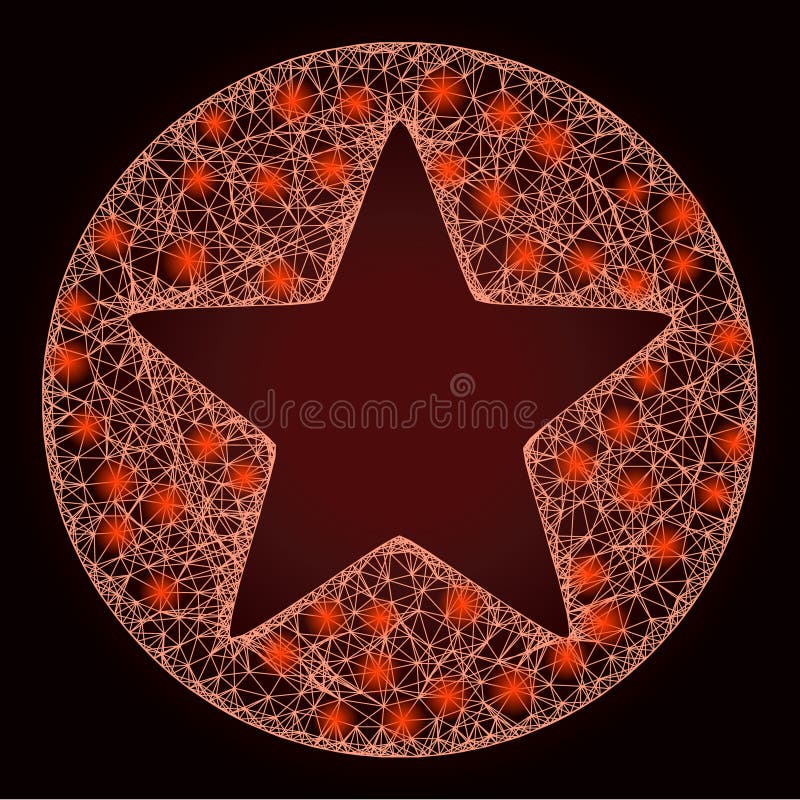 Glossy Hatched Mesh Rounded Star with Lightspots Stock Vector ...