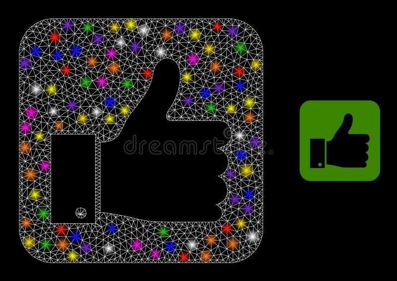 Glowing Net Thumb Positive Icon with Constellation Color Light Spots ...