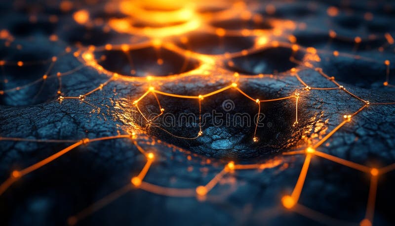 Glowing Network, Abstract Data Visualization with Nodes, Interconnected ...