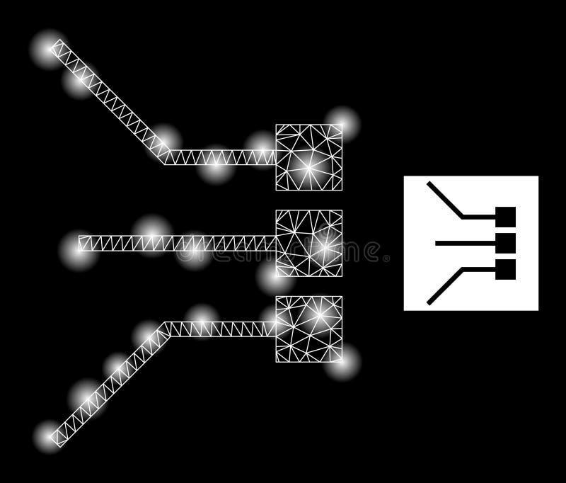 Glowing Network Circuit Connections Icon with Constellation Lightspots ...