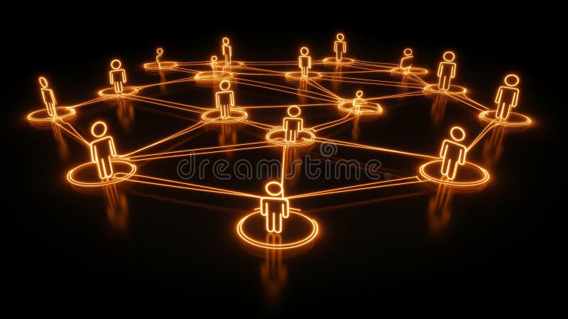 Glowing Network of Connected Figures in Digital Grid Stock Image ...