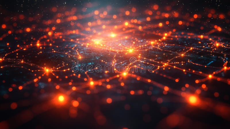 Glowing Network of Connected Points - Generative Ai Stock Illustration ...