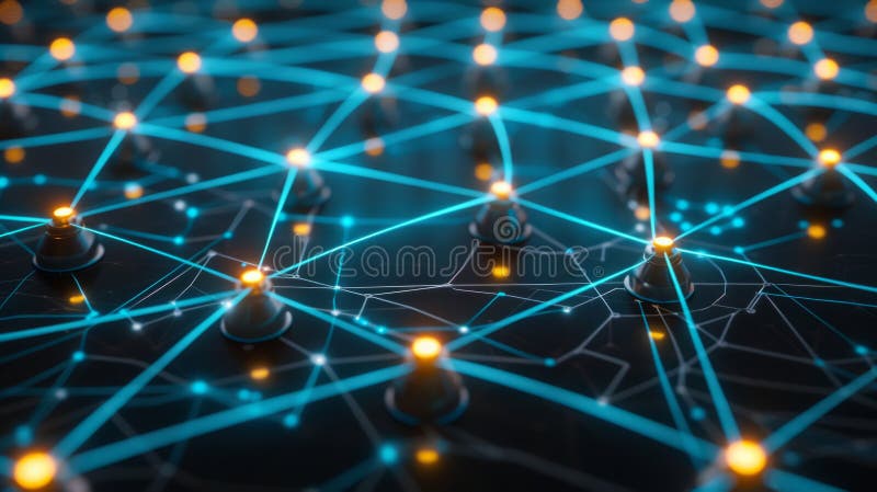 Glowing Network Connection, Data Nodes, Artificial Intelligence Stock ...