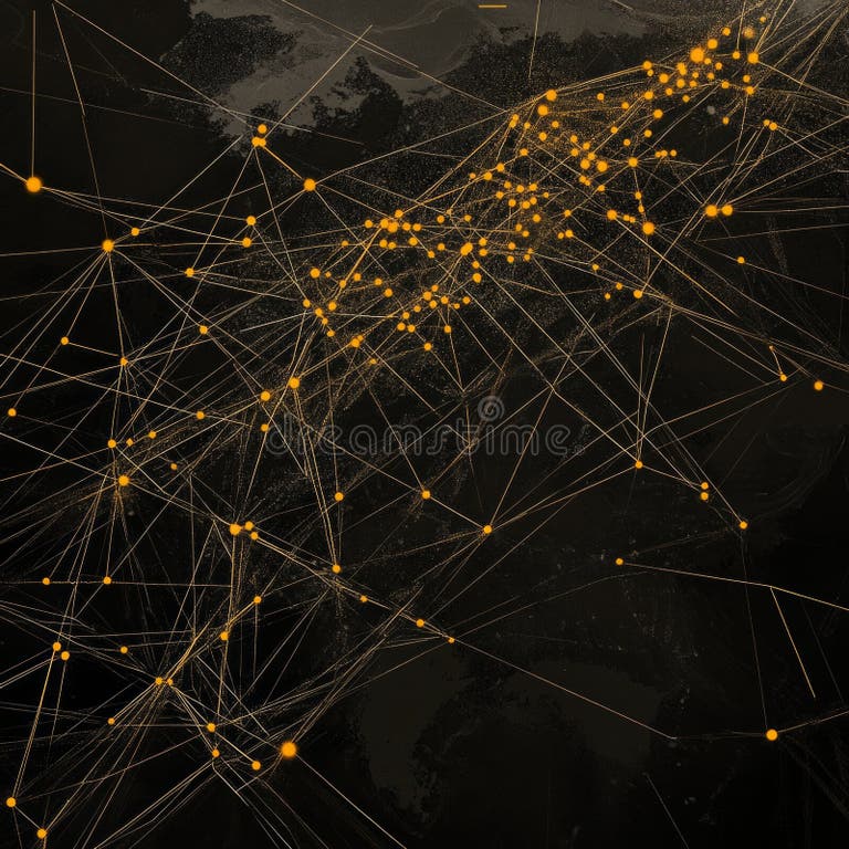 Glowing Network Connections Visualized Across a Dark Worldly Background ...