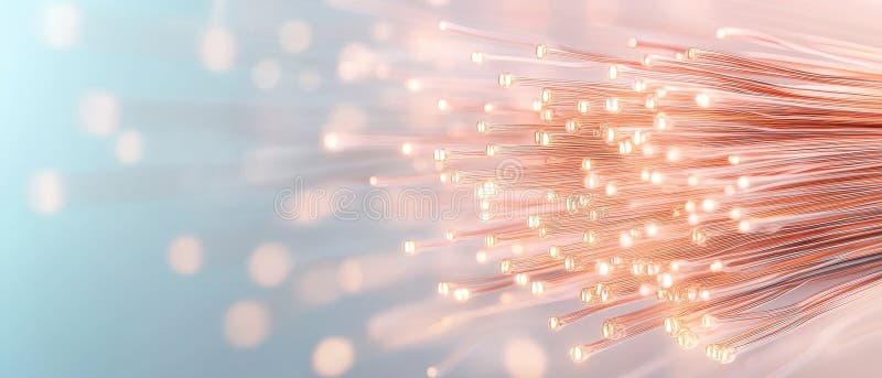 Glowing Network Fibers Against Light Blue Backdrop. Cybersecurity ...