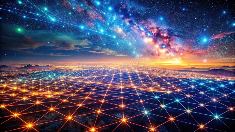 A Glowing Network of the Future Futuristic AI Landscape Illuminated by ...