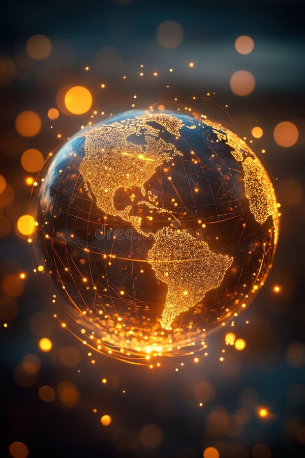 Glowing Network Globe, a Globe Representing Network Connections ...