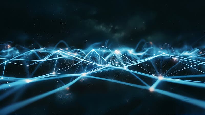 Glowing Network Grid Connecting Tall Urban Structures, Minimalist ...