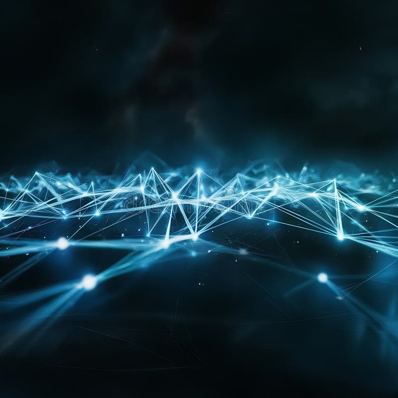 Glowing Network Grid Connecting Tall Urban Structures, Minimalist ...