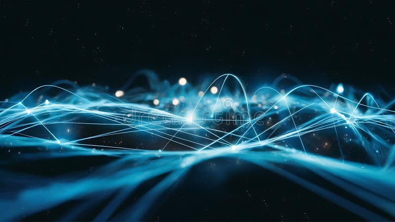 Glowing Network Grid Connecting Tall Urban Structures, Minimalist ...