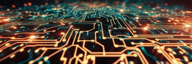 Glowing Network of Interconnected Circuits Forming a Digital Web Stock ...