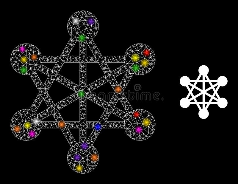 Flare Mesh Network Links Icon with Glare Colorful Light Spots Stock ...
