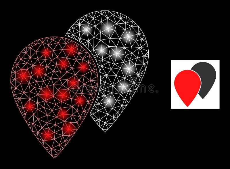Glowing Network Map Pointers Icon with Constellation Lightspots Stock ...