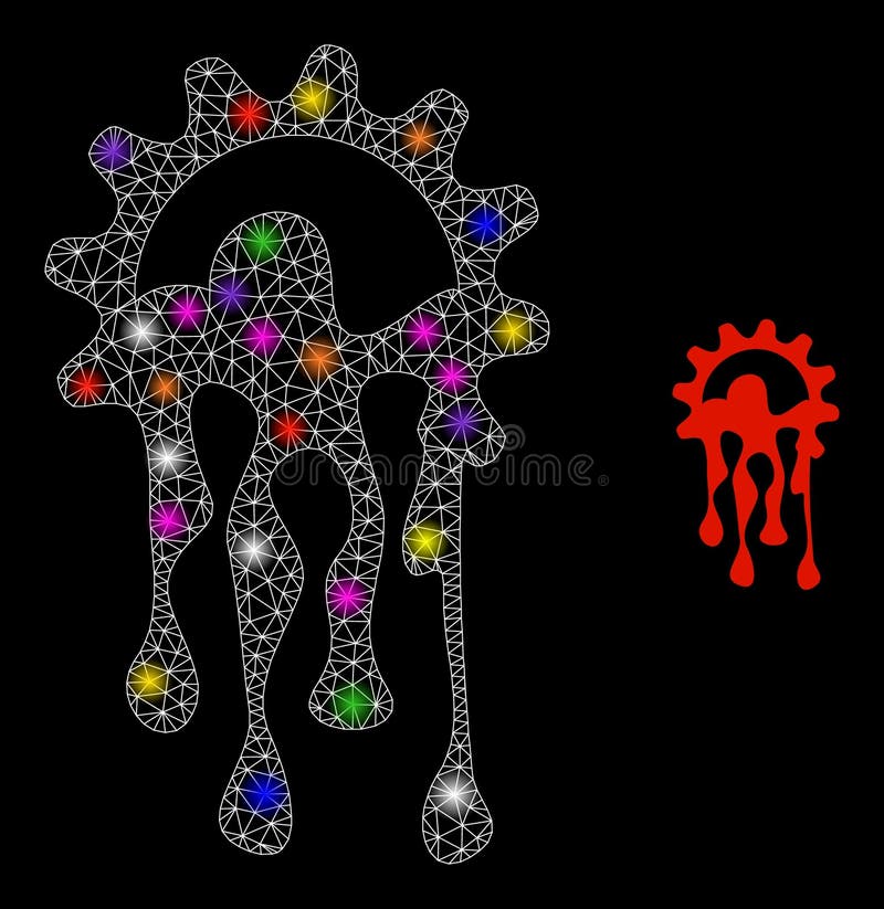 Glowing Network Melting Gear Icon with Constellation Color Lightspots ...