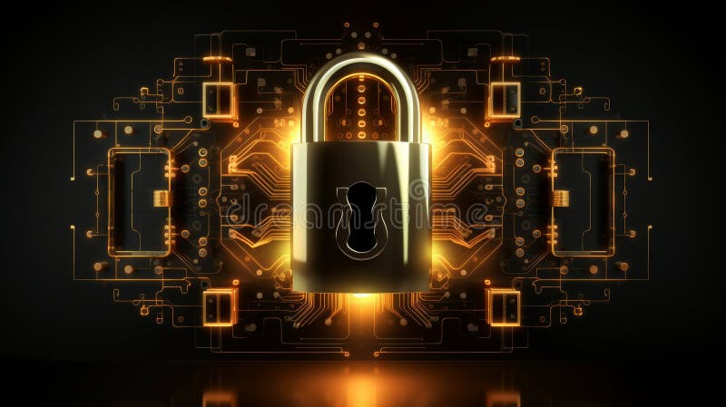 Glowing Network Mesh Digital Security Lock on Dark Backdrop for ...
