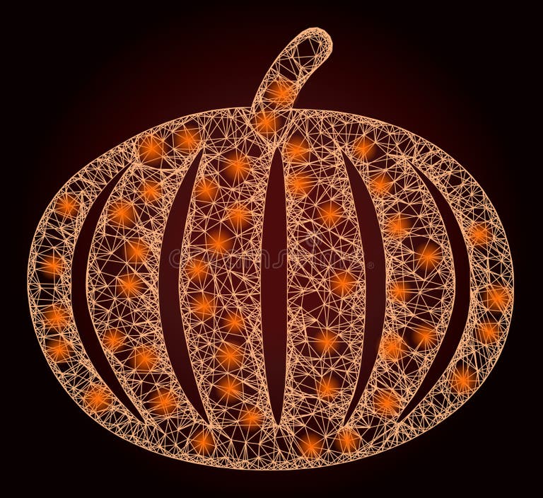 Glowing Network Mesh Harvest Pumpkin with Glare Spots Stock Vector ...