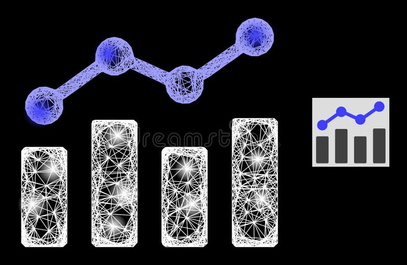 Glowing Network Mesh Trend Chart with Light Spots Stock Vector ...