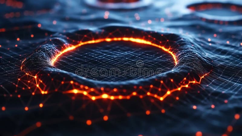 Glowing Network Node on Dark Surface, Abstract Background, Digital Tech ...