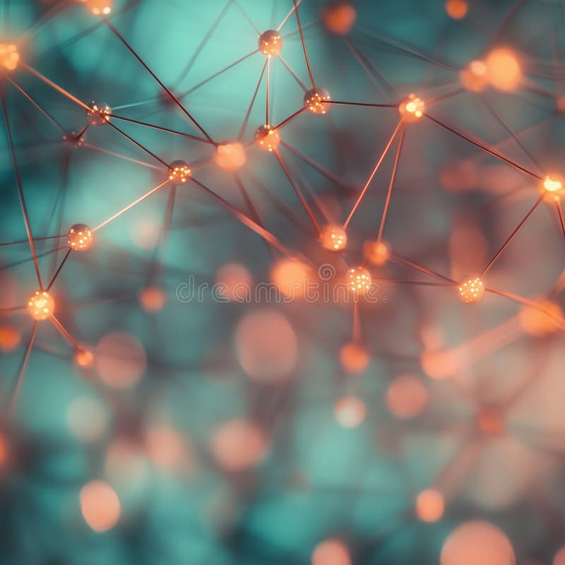 Glowing Network Nodes Teal Background Orange Connections Stock Photos - Free & Royalty-Free ...