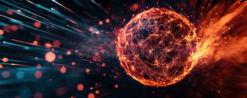 Glowing Network Sphere Abstract Energy Data Flow Connectivity Stock ...