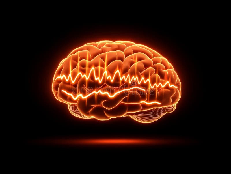 Glowing Neural Brain with Electric Waves and Oscillating Energy ...