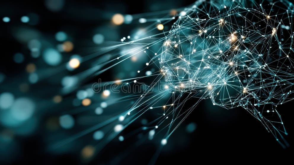 Glowing Neural Connections Form a Vibrant AI Brain Visual in Deep Space ...