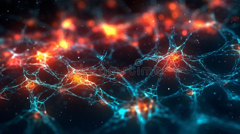 Glowing Neural Links Network. Generative AI Stock Illustration ...