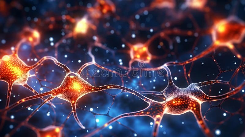 Glowing Neural Links Network. Generative AI Stock Illustration ...