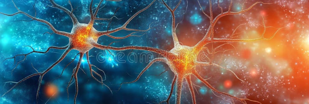 Glowing Neural Network Abstract Concept of Synapses and ...