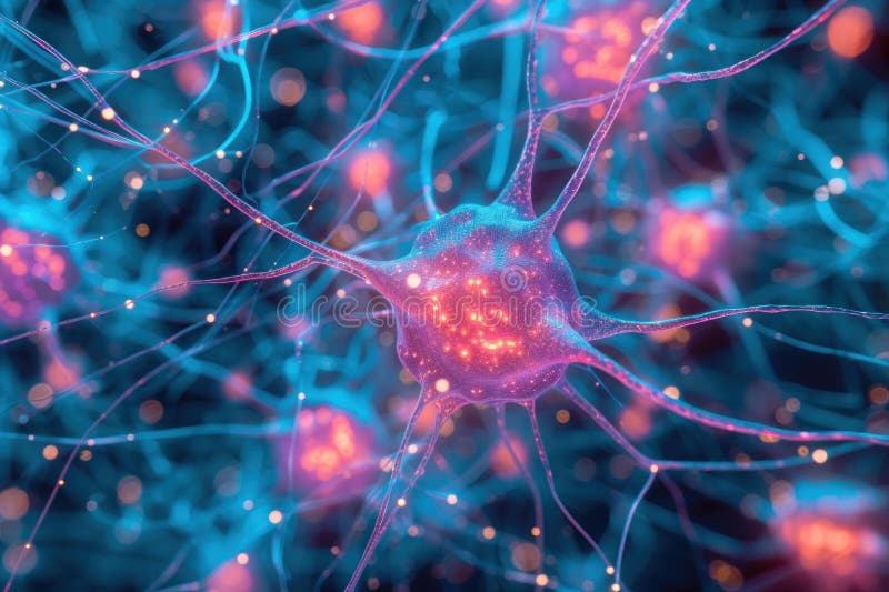 Glowing Neural Network Concept Illustration Stock Illustration ...