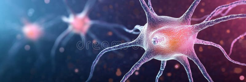 Glowing Neural Network Connections in Blue and Red Color Tones, Brain ...