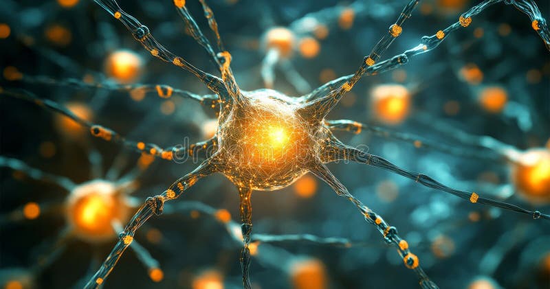 Glowing Neural Network Connections in Futuristic Technology Concept ...