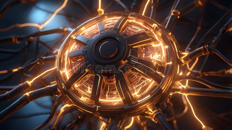 Glowing Neural Network Core Futuristic Technology Design Stock ...
