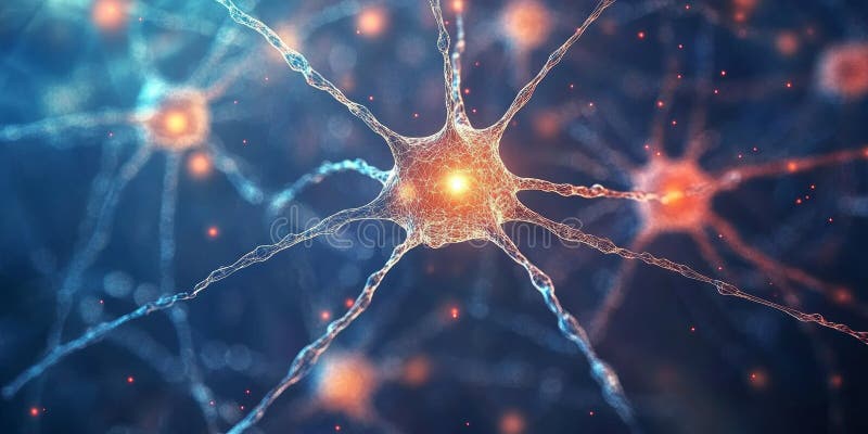 Glowing Neural Network Interconnected Nodes And Synapses Creating A