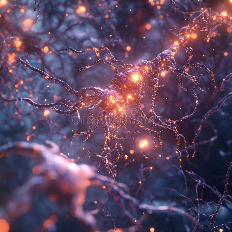 Glowing Neural Network Neurons Synapses Illuminated Electric Signals ... Glowing Neural Network Neurons Synapses Illuminated Electric Signals ...