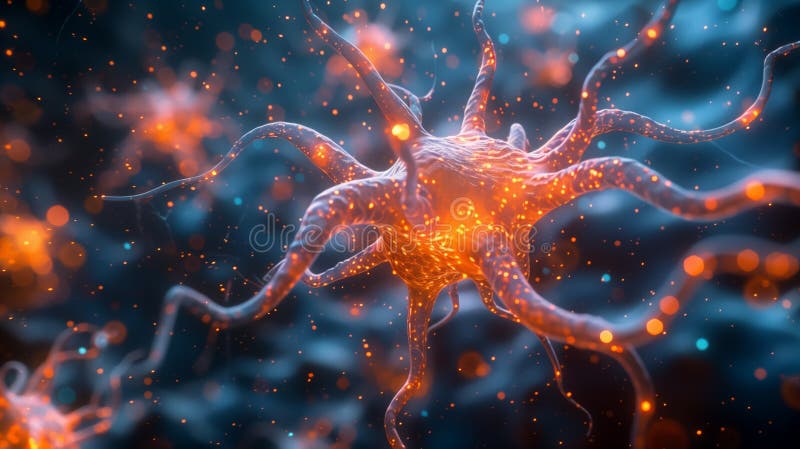 Glowing Neural Network: a Visualization of Brain Cell Activity Stock ...