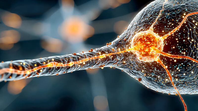 Glowing Neural Synapse Transmitting Signals, Depicting Complex ...