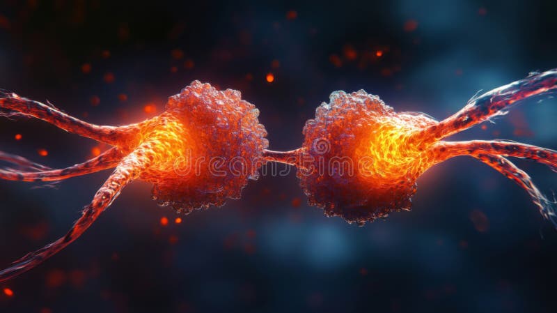 Glowing Neural Synapses Connecting Brain Cells Stock Illustration ...