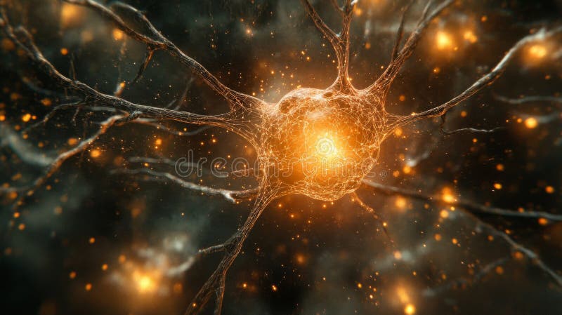A Glowing Neuron Cell Network Illuminated Stock Illustration ...