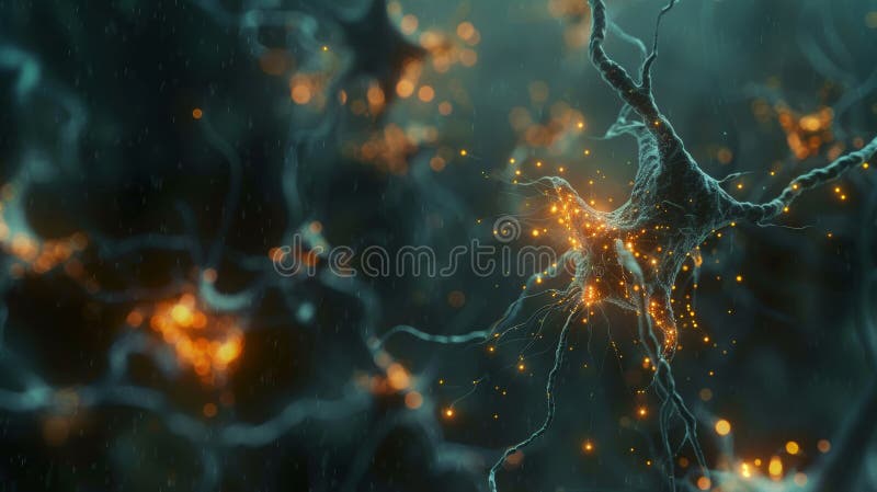 Glowing Neuron Cells Illustrating the Dynamic Evolution of the Human ...