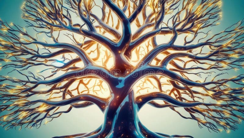 Glowing Neuron Network in Shape of Tree Symbolizes Behavioral Growth ...